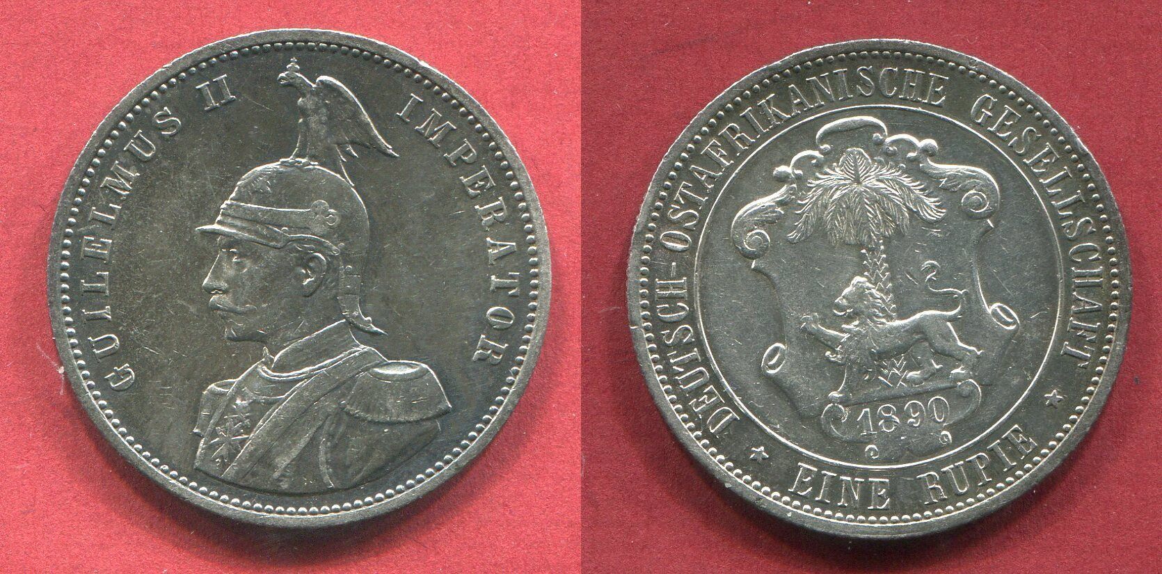 German East Africa DOA Deutsch Ostafrika 1 Rupie Rupee 1890 Wilhelm II ...
