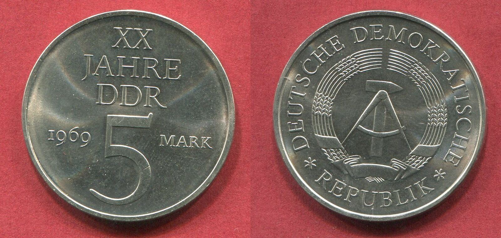 Germany-Democratic Republic DDR 5 Mark Probe pattern 1969 20 XX Jahre ...