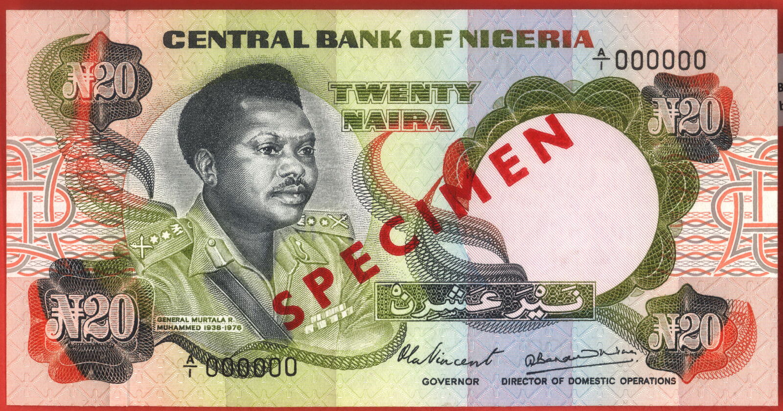 Nigeria 20 Naira 1997 Specimen A1000000 Uncirculated see picture | MA-Shops