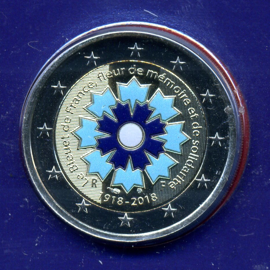Frankreich 2 Euro Gedenkmünze 2018 Kornblume BU with blister | MA-Shops