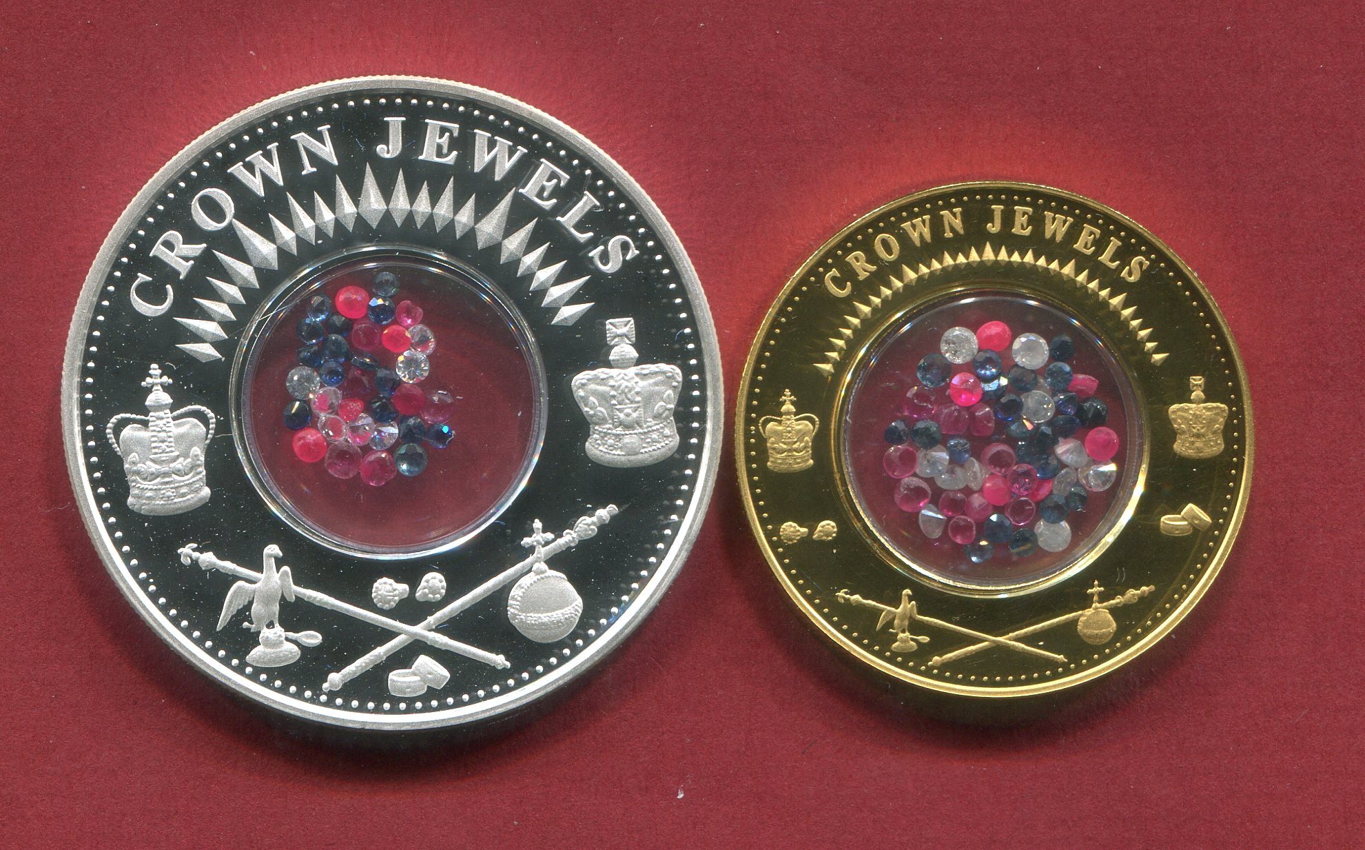 Cook Islands, Cook Inseln 100 + 1 Dollar Holey Dollar Juwelen Crown ...