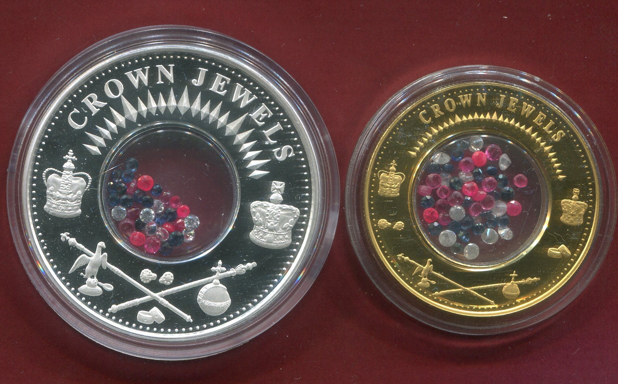 Cook Islands, Cook Inseln 100 + 1 Dollar Holey Dollar Juwelen Crown ...
