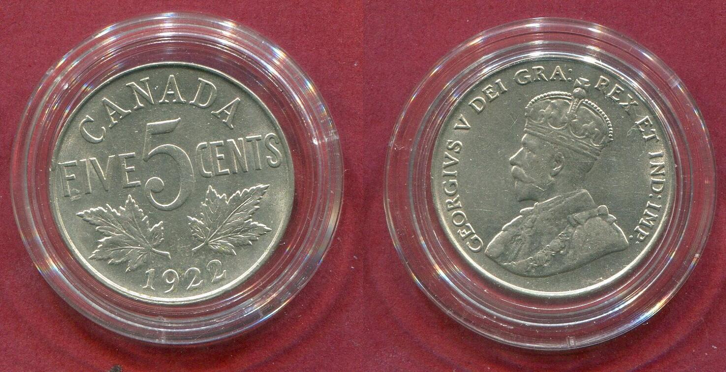 Kanada Canada 5 Cents 1922 Georg V. Near Rim Low ef | MA-Shops