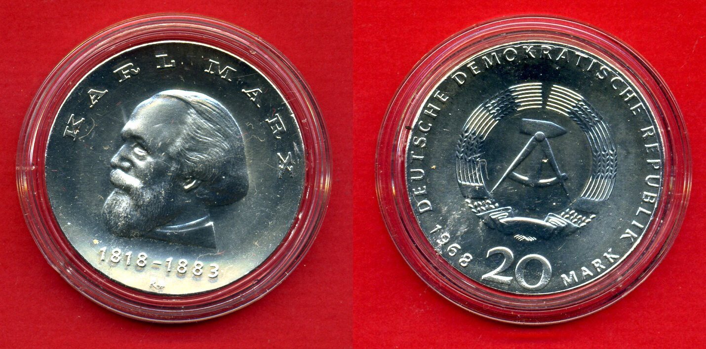 Deutsche Demokratische Republik 20 Mark Silbergedenkmünze 1968 150 ...