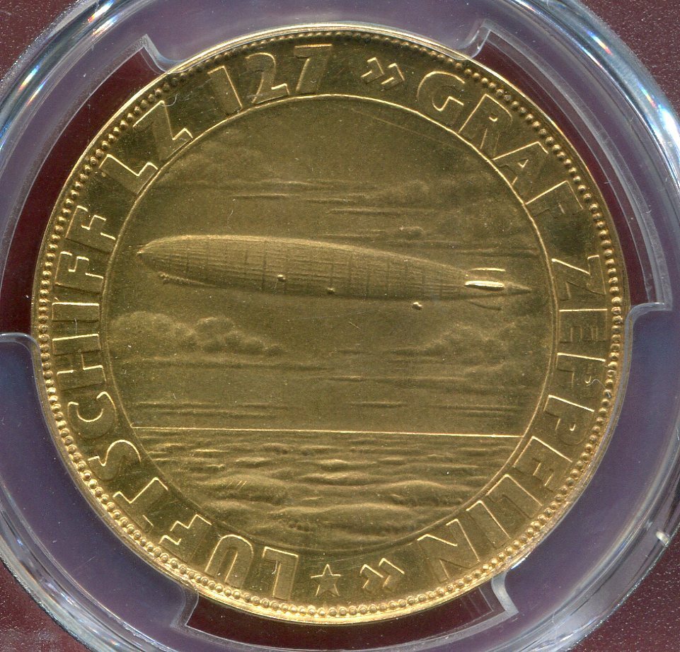Germany, Weimar Rep. Gold Medaille Medal 1928 LZ 127 Graf Zeppelin Dr ...