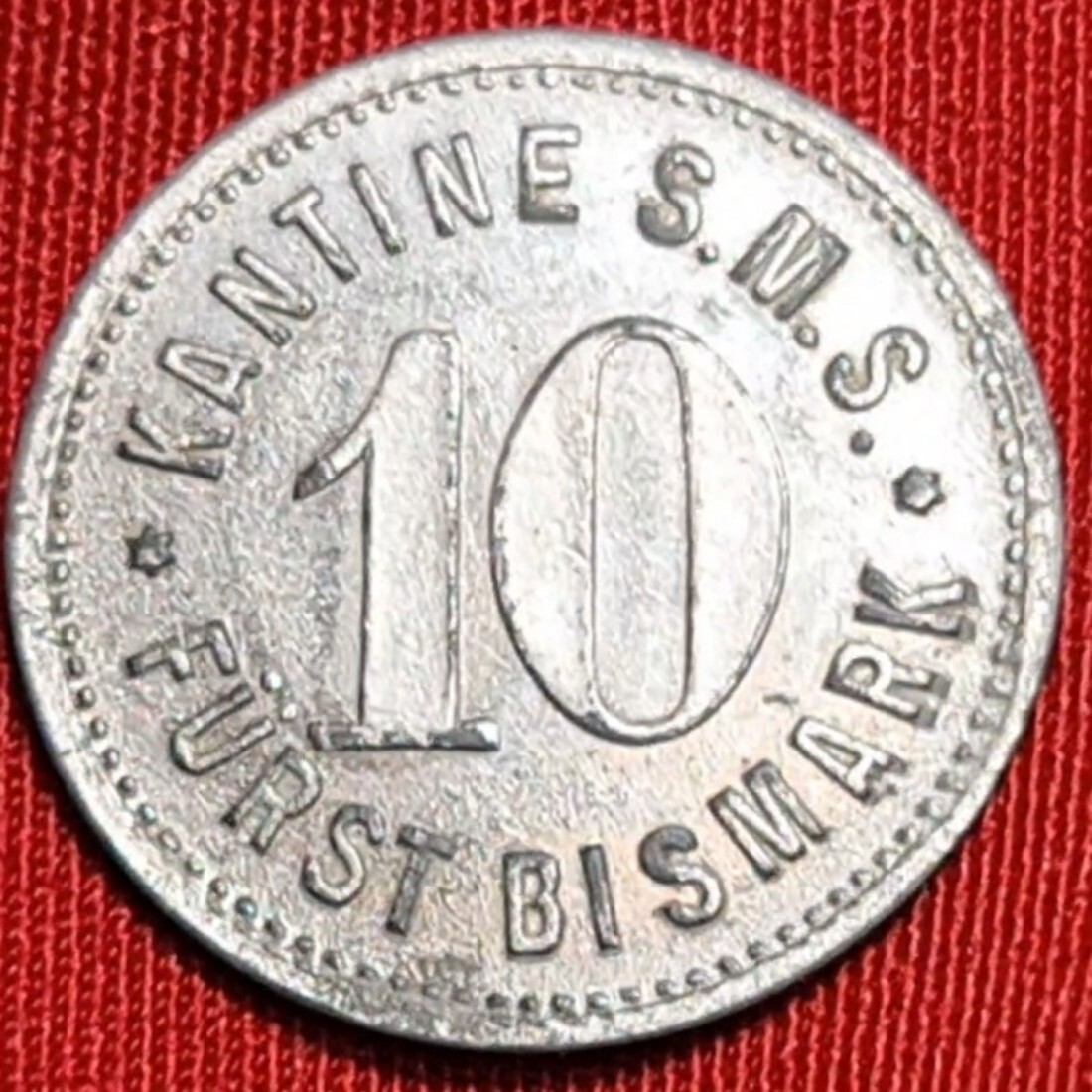 Kolonien Kiautschau SMS Fürst Bismarck 10 Pfennig Kantine o.J. nach ...