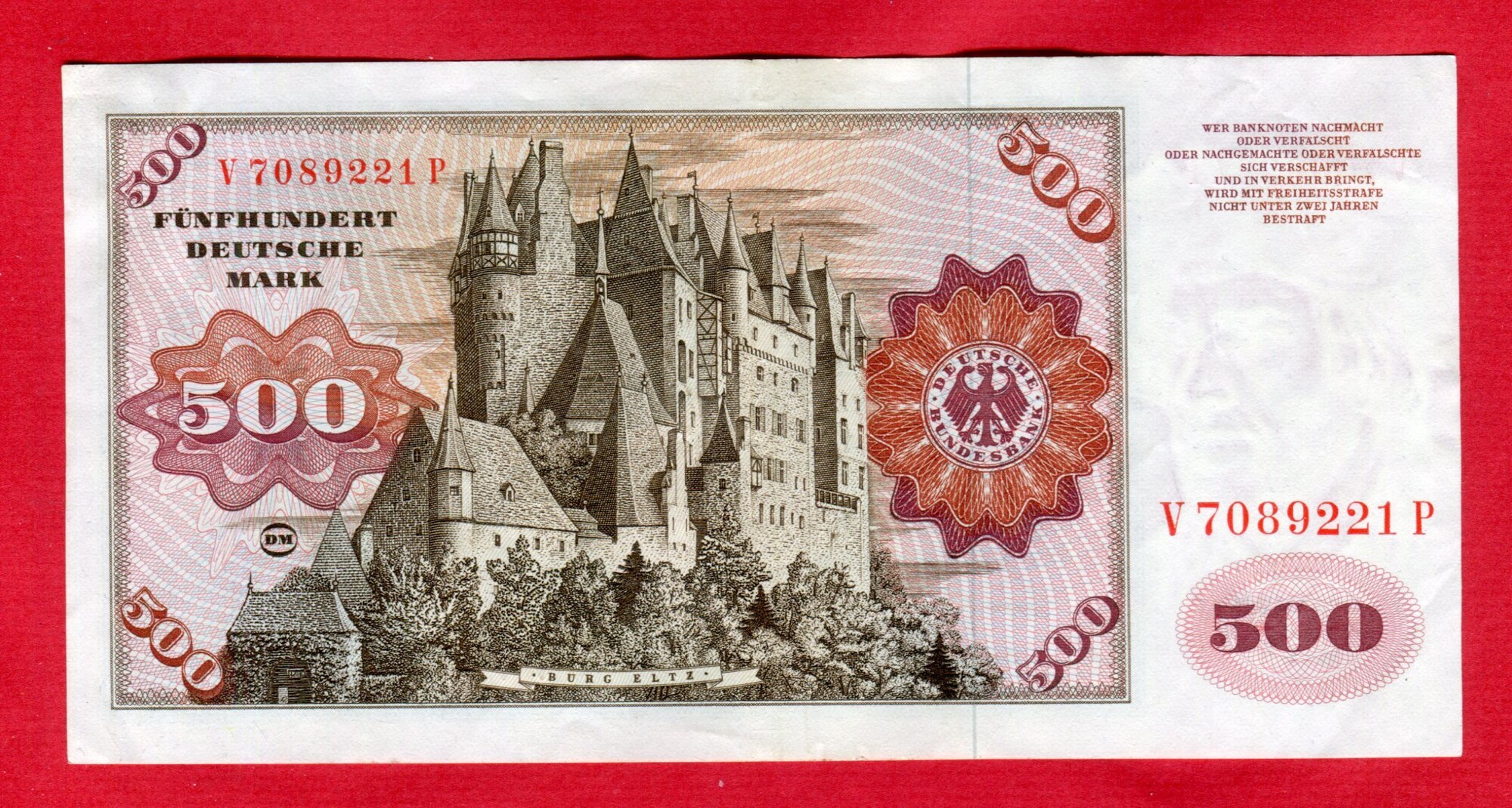 Bundesrepublik Deutschland 500 DM Deutsche Mark 1977 Burg Eltz ...
