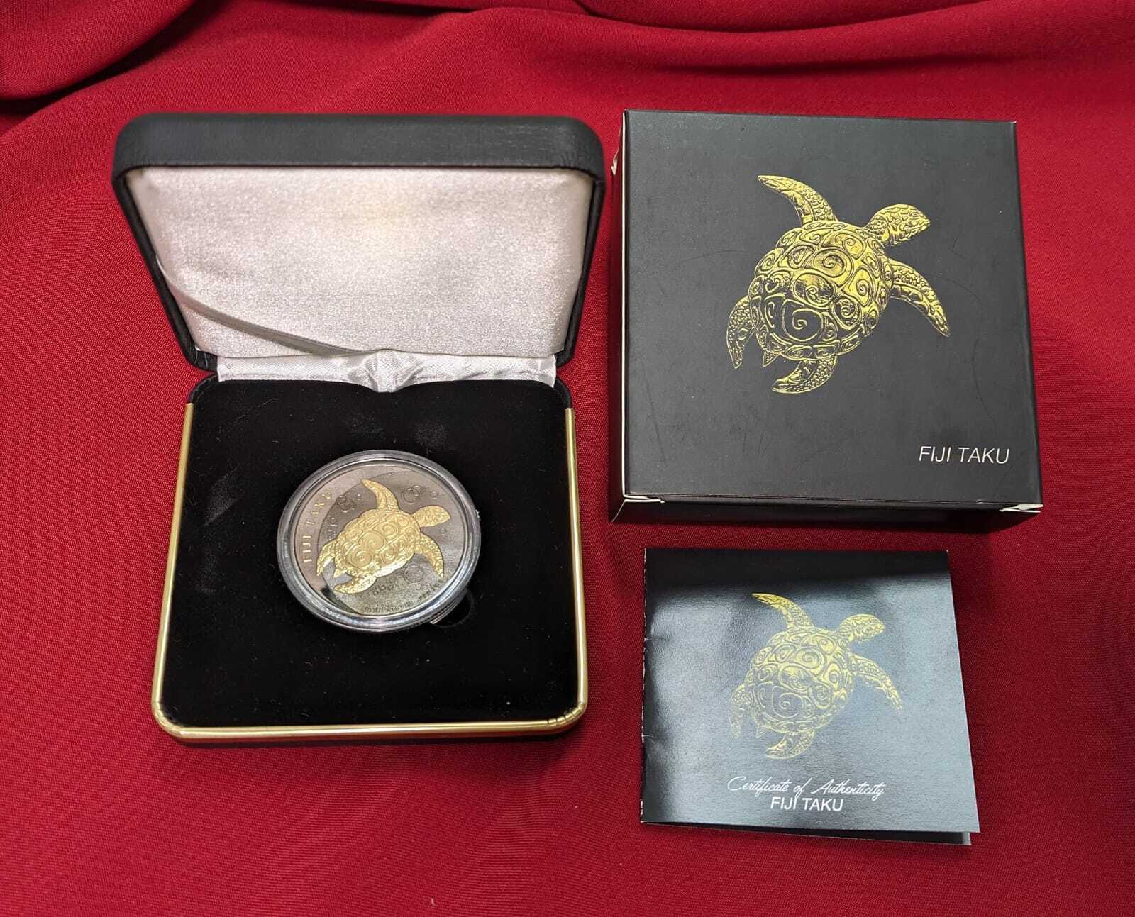 Fiji Inseln Islands 2 Dollars 2011 Silver Taku Turtle Hawksbill Black ...