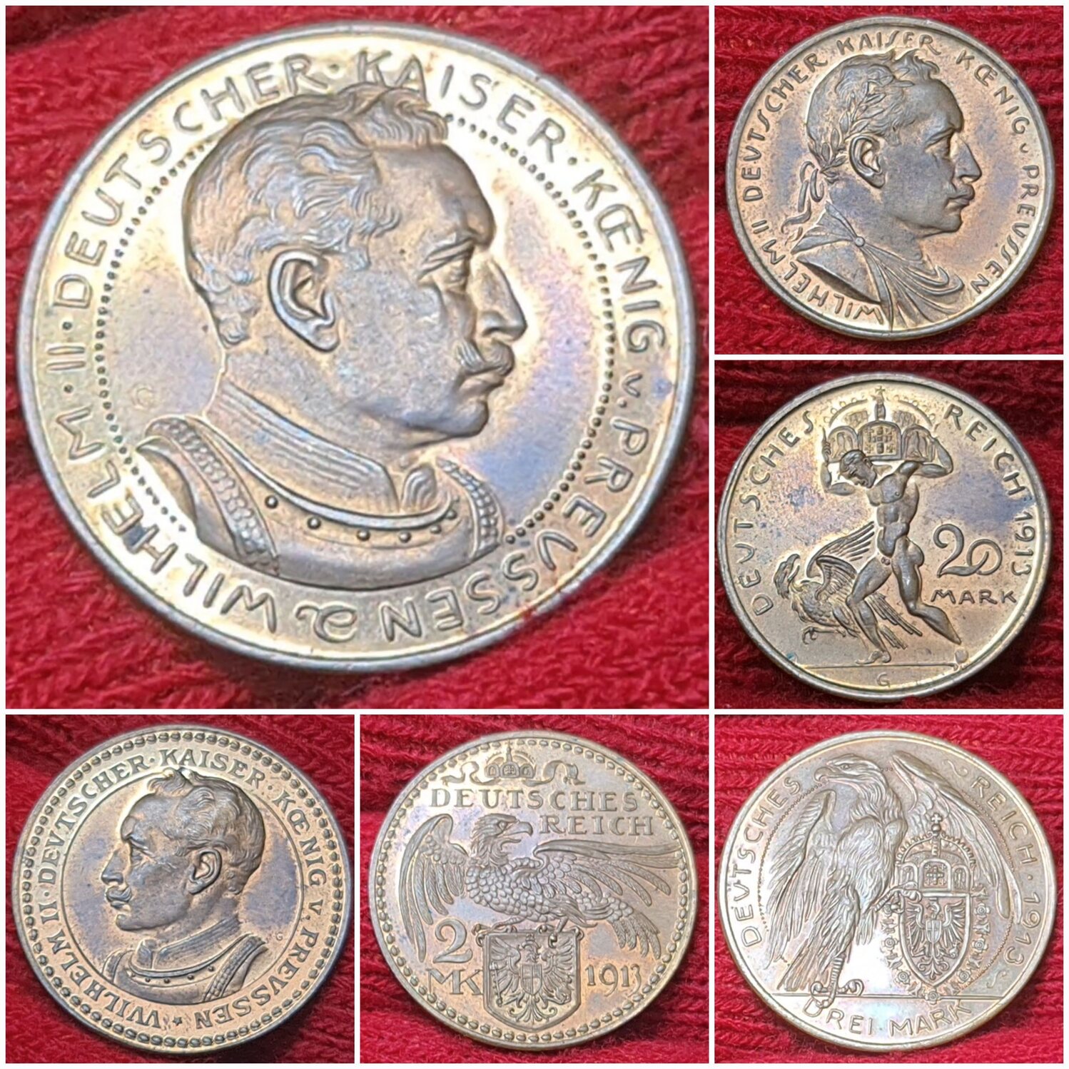 Germany Deutschland Karl Götz Proben Preußen 2, 3 und 20 Mark Proben ...