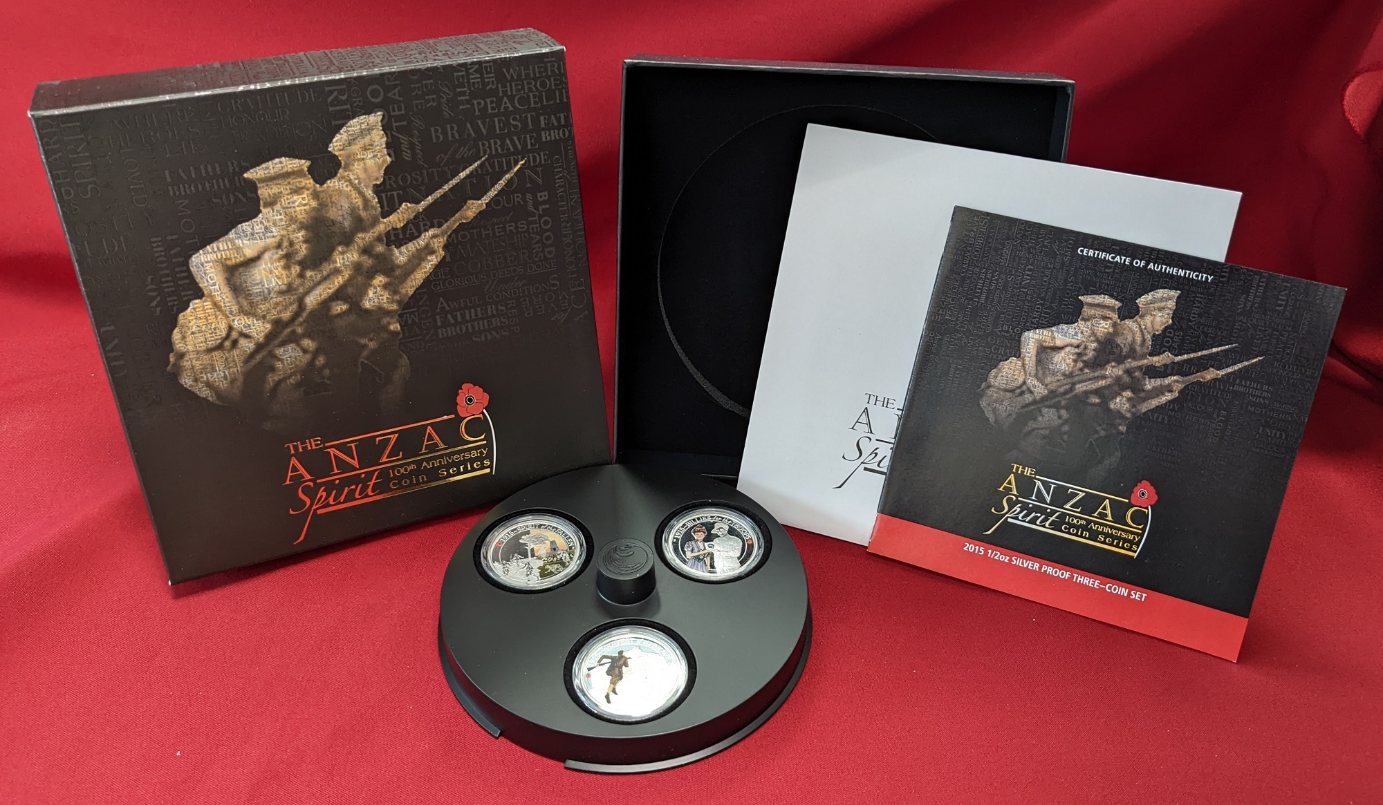 Australien 3 x 50 Cent Silbermünzen 2015 The ANZAC Spirit 100th ...