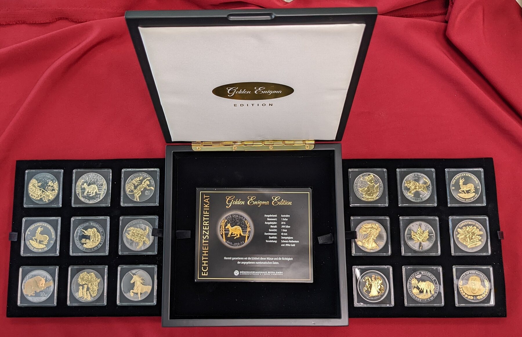 diverse Länder 18 x 1 Unze Silber 2014 - 2017 Golden Enigma Edition ...