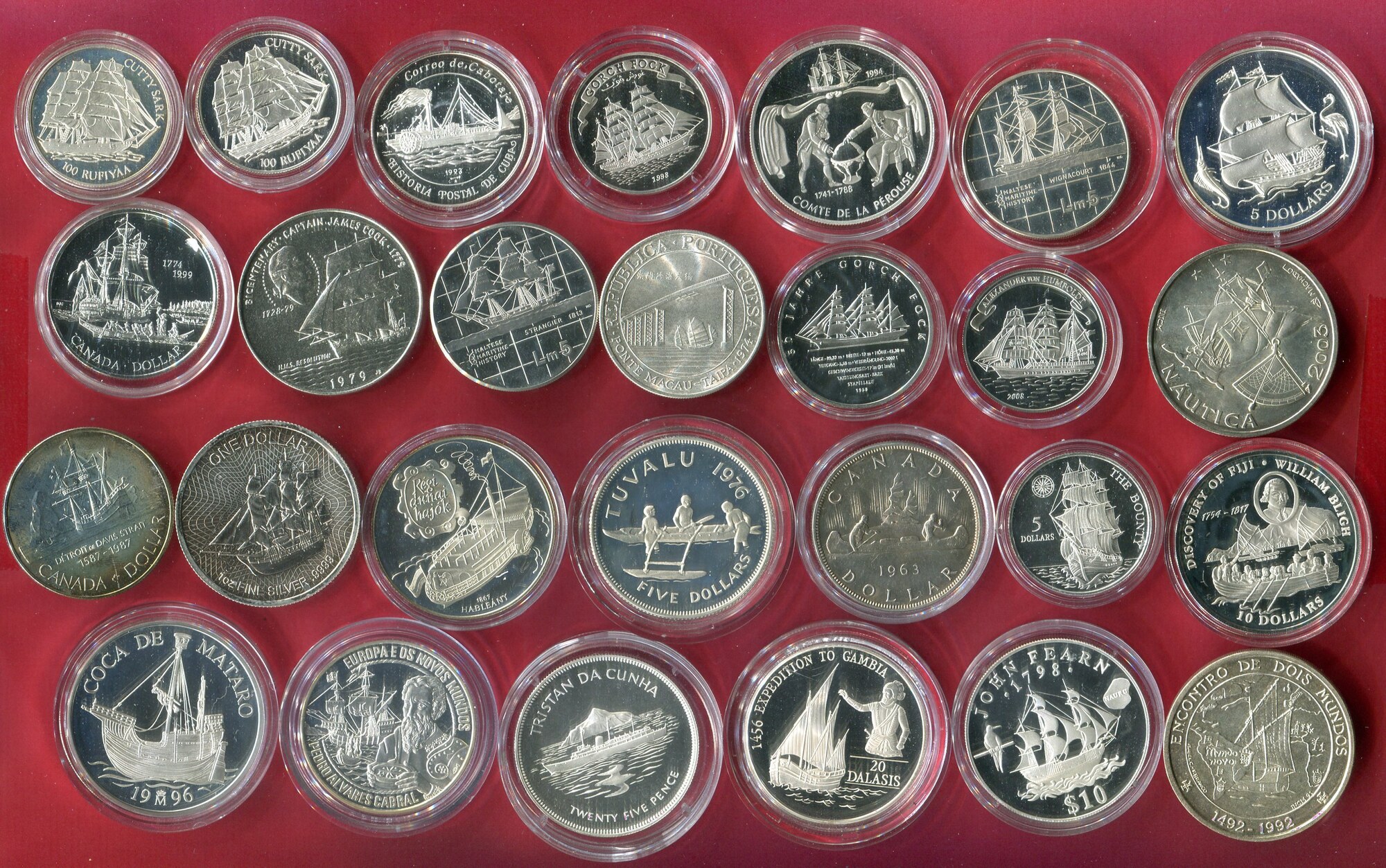 diverse Länder Lot von 27 Silbermünzen 1963-2018 Segelschiffe Lot Ships ...