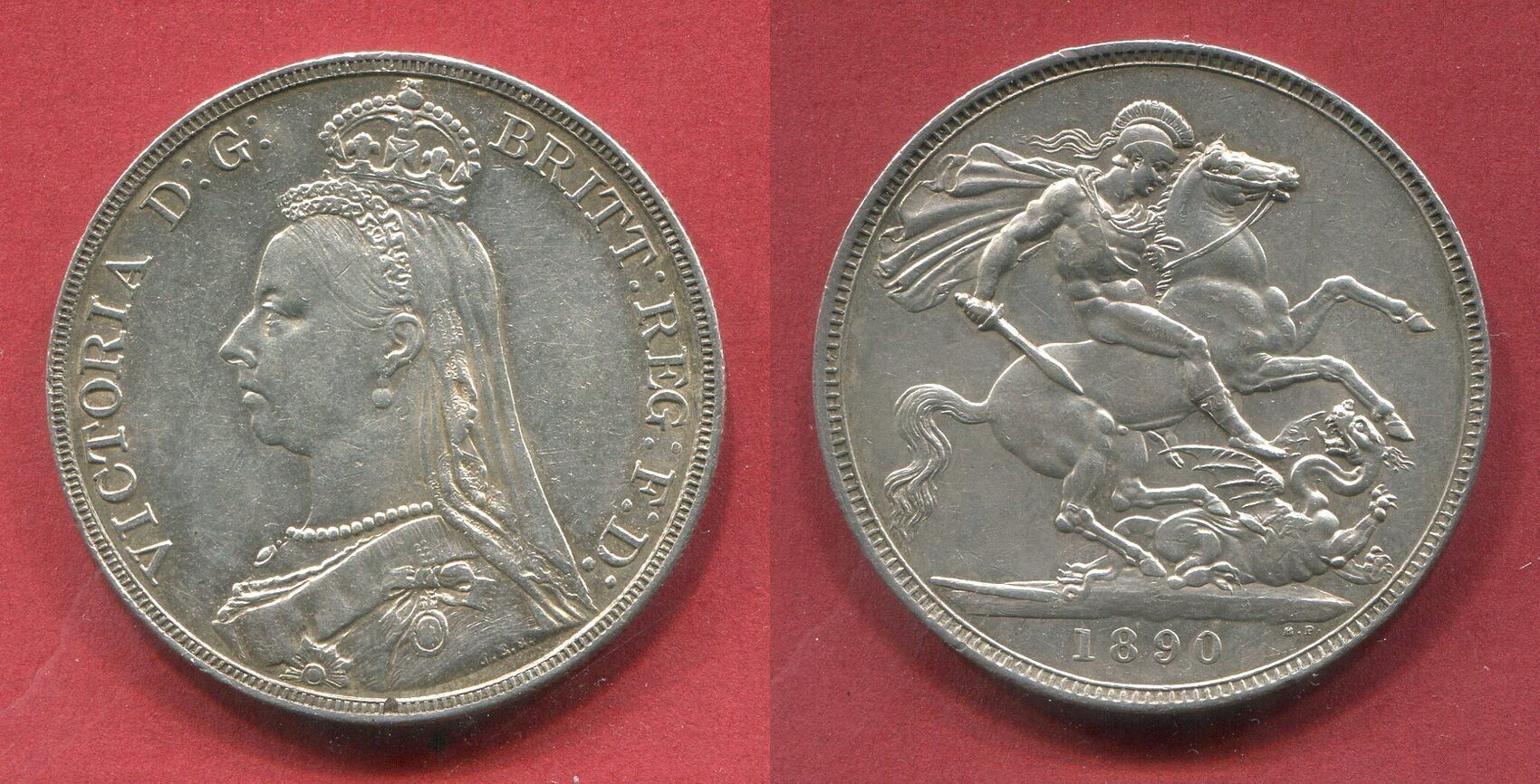 England Großbritannien UK 1 Crown Silber 1890 Queen Victoria Jubilee ...