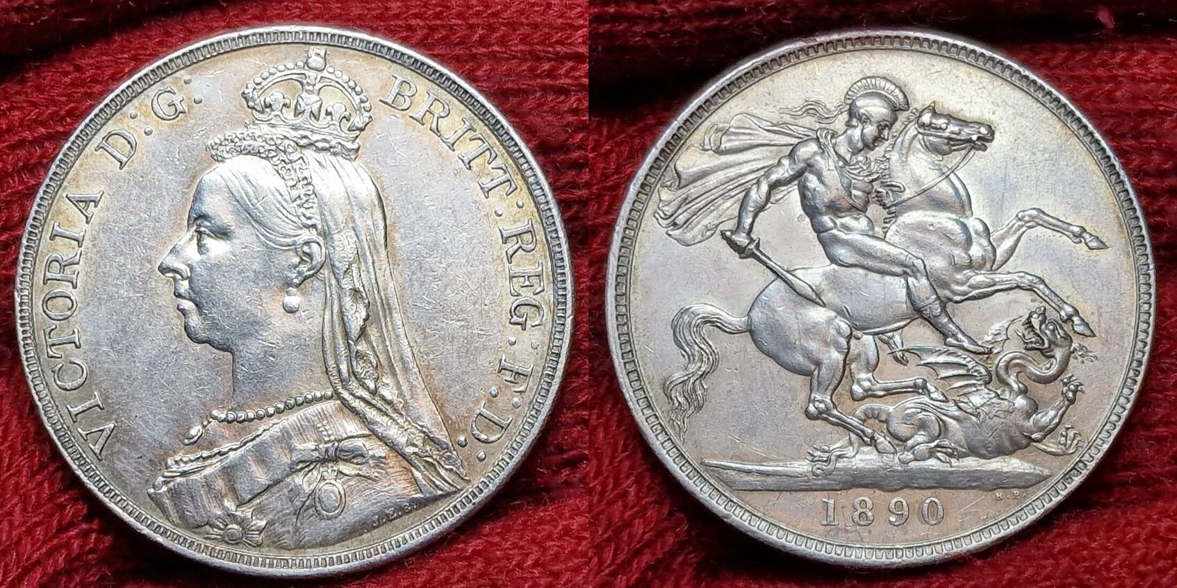England Großbritannien UK 1 Crown Silber 1890 Queen Victoria Jubilee ...
