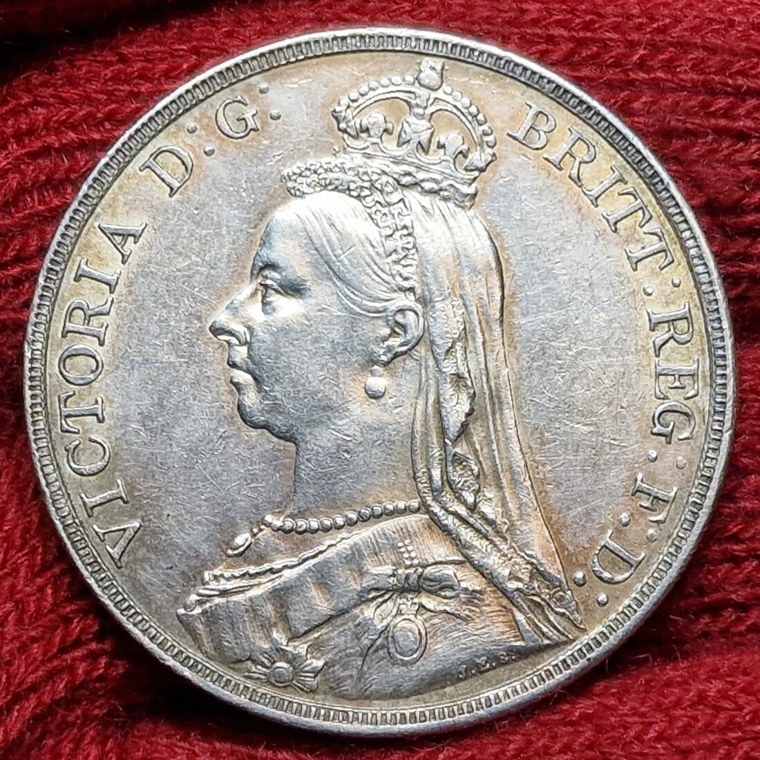 England Großbritannien UK 1 Crown Silber 1890 Queen Victoria Jubilee ...