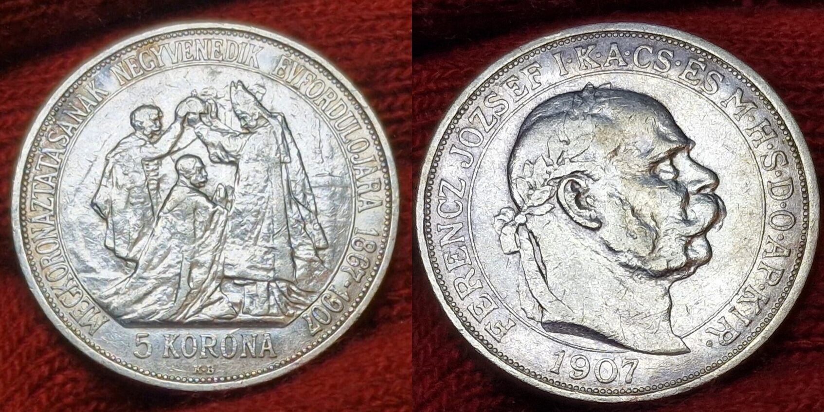 Ungarn K u.K Monarchie Österreich 5 Koruna Kronen 1907 Franz Joseph I. Krönung König von Ungarn ...