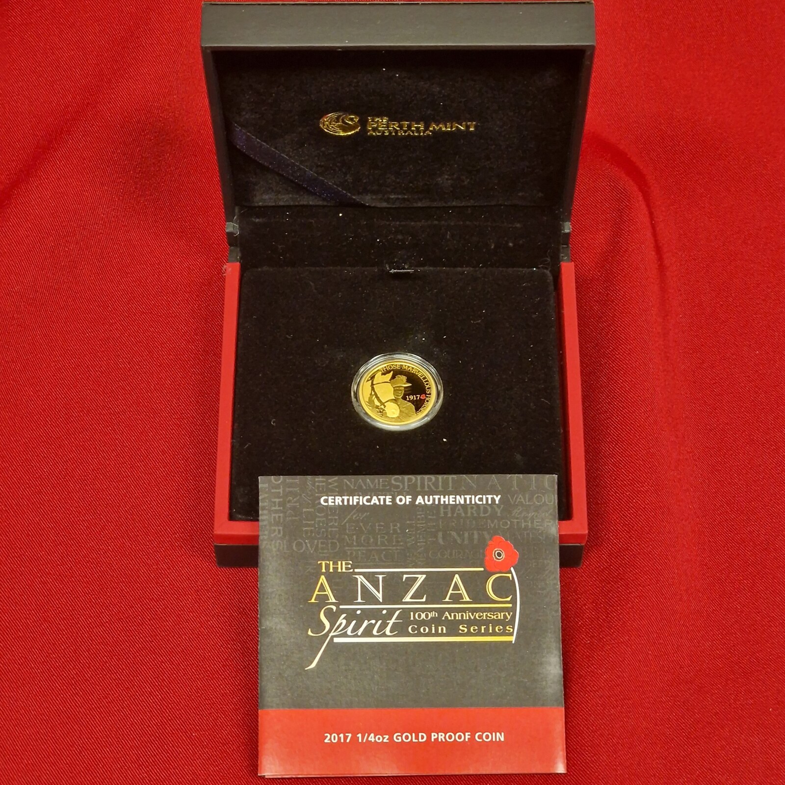 Australien 25 Dollar Goldm nze 1 4 Oz Gold Proof Coin 2017 The Anzac