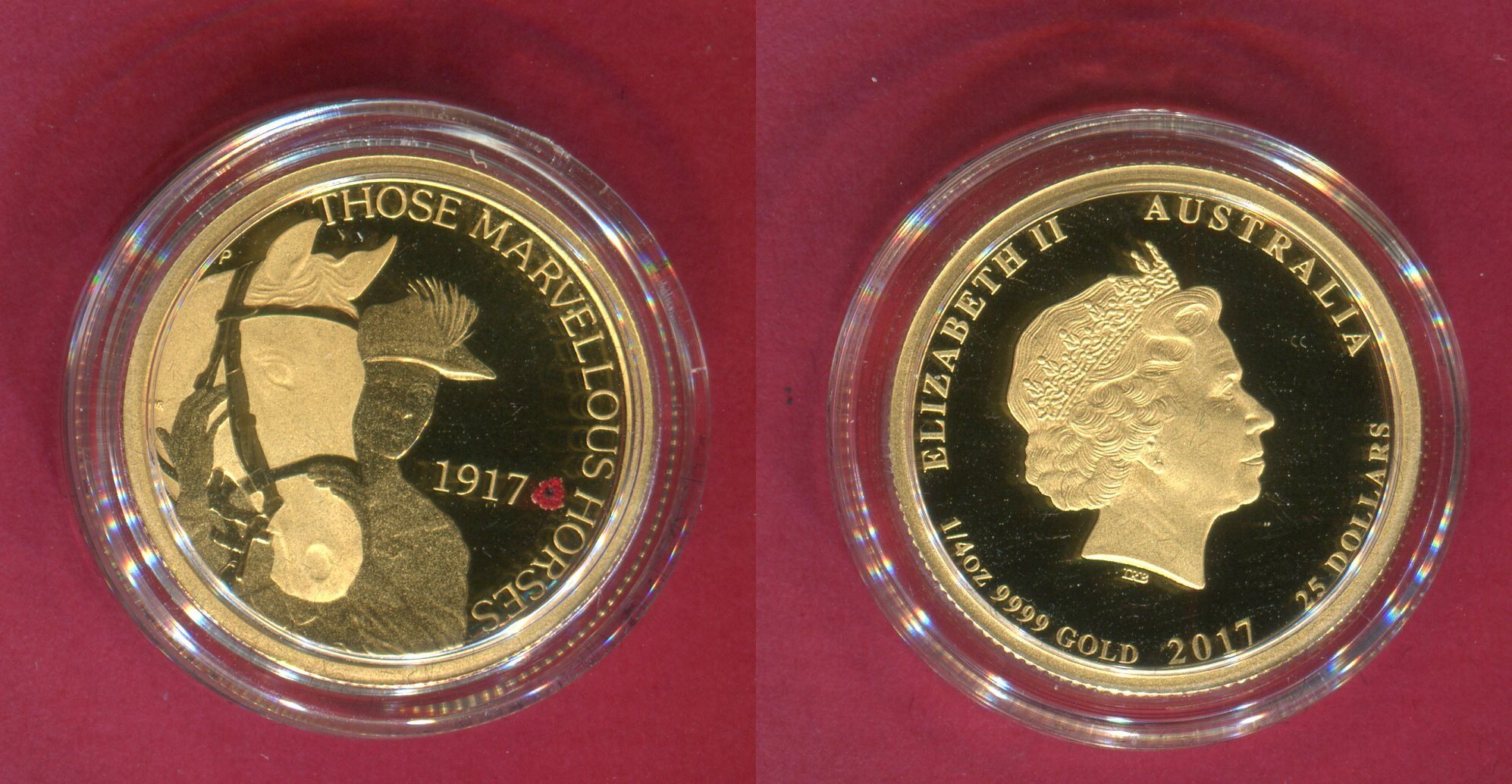 Australien 25 Dollar Goldm nze 1 4 Oz Gold Proof Coin 2017 The Anzac