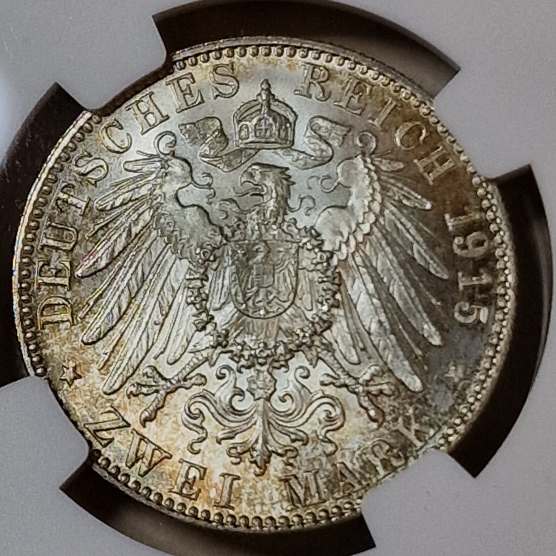 Sachsen Meiningen Germany 2 Mark 1915 Auf den Tod von Herzog Georg II. 1866 - 1914 NGC MS 65 ...