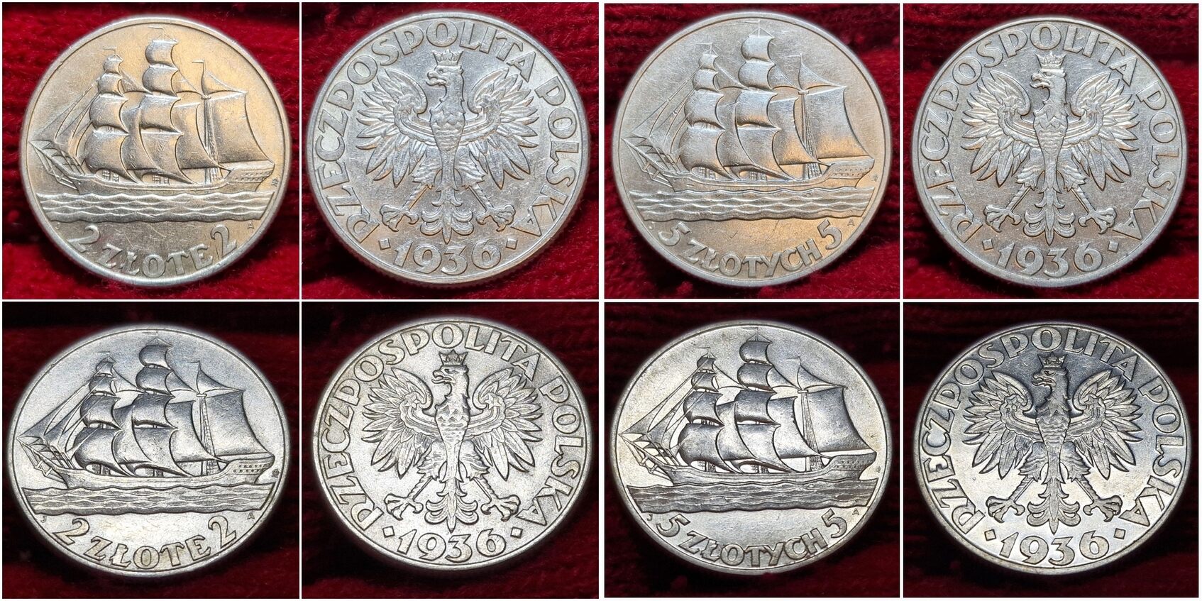 Polen Poland 2 und 5 Zloty Silber, 2 Coins Münzen 1936 15th Anniversary ...