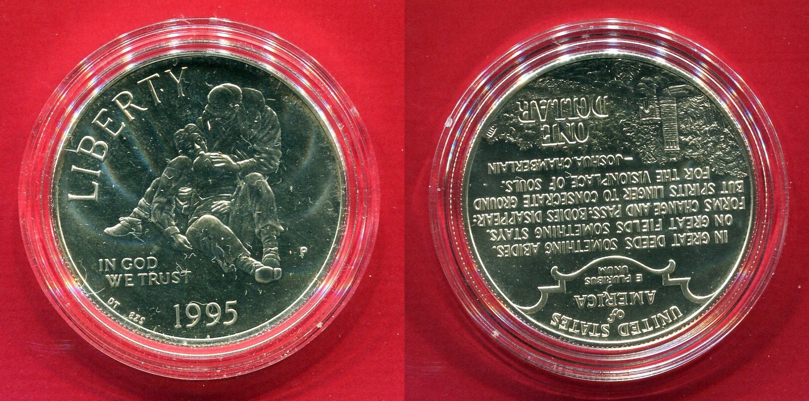 USA 1 Dollar Silbermünze 1995 Bürgerkrieg - Civil War unc in capsule ...
