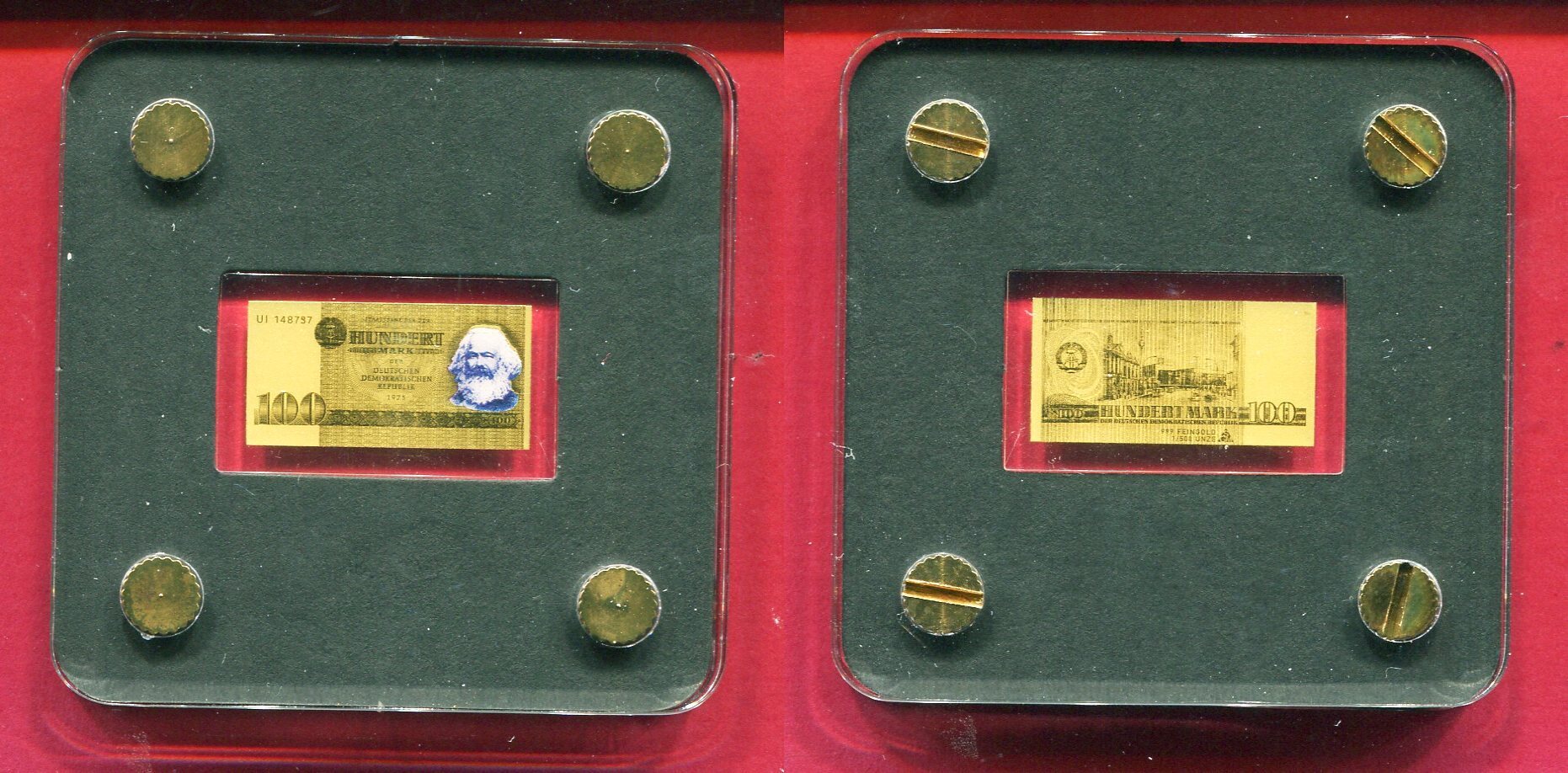 Deutschland 1/500 Unze Gold 100 DM Banknote - DDR (Karl Marx) Prooflike ...