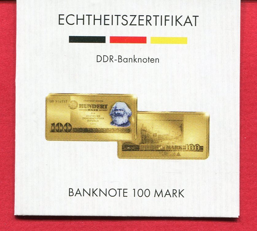 Deutschland 1/500 Unze Gold 100 DM Banknote - DDR (Karl Marx) Prooflike ...