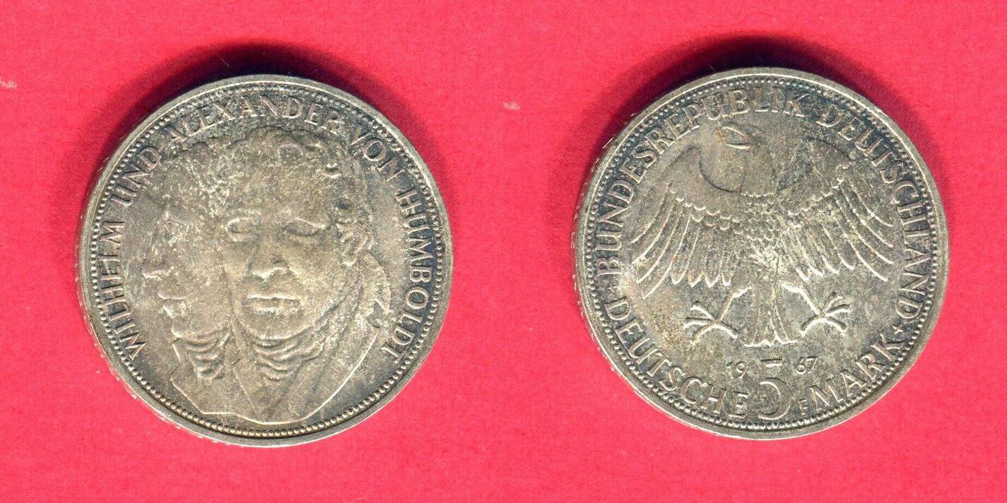 Bundesrepublik Deutschland, Germany FRG 5 DM Gedenkmünze Silber 1967 Gebrüder Humboldt bu | MA-Shops