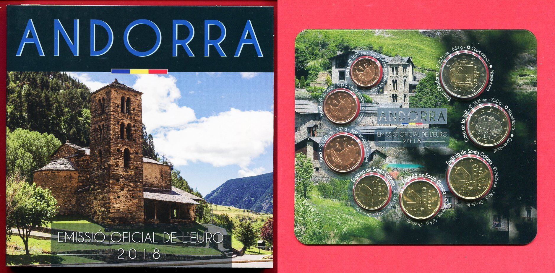 Andorra KMS 3,88 Euro 2018 Kursmünzensatz 1 Cent - 2 Euro BU, orig ...