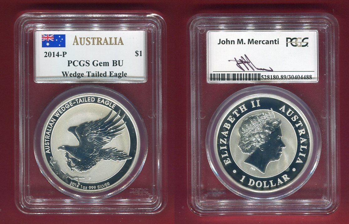 1 Dollar Silbermünze eine Unze 2014 Keilschwanzadler - Australien Wedge ...