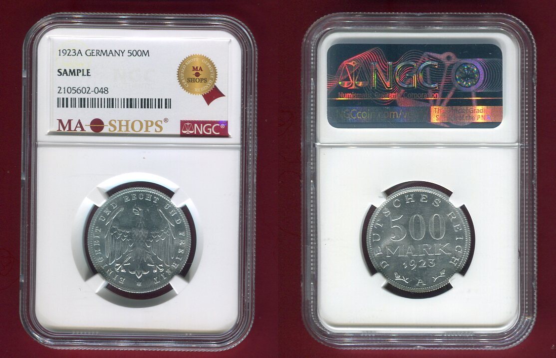 GERMANY 1923A Sample Slab von NGC MA-Shops.com Rare only 200 made with ...