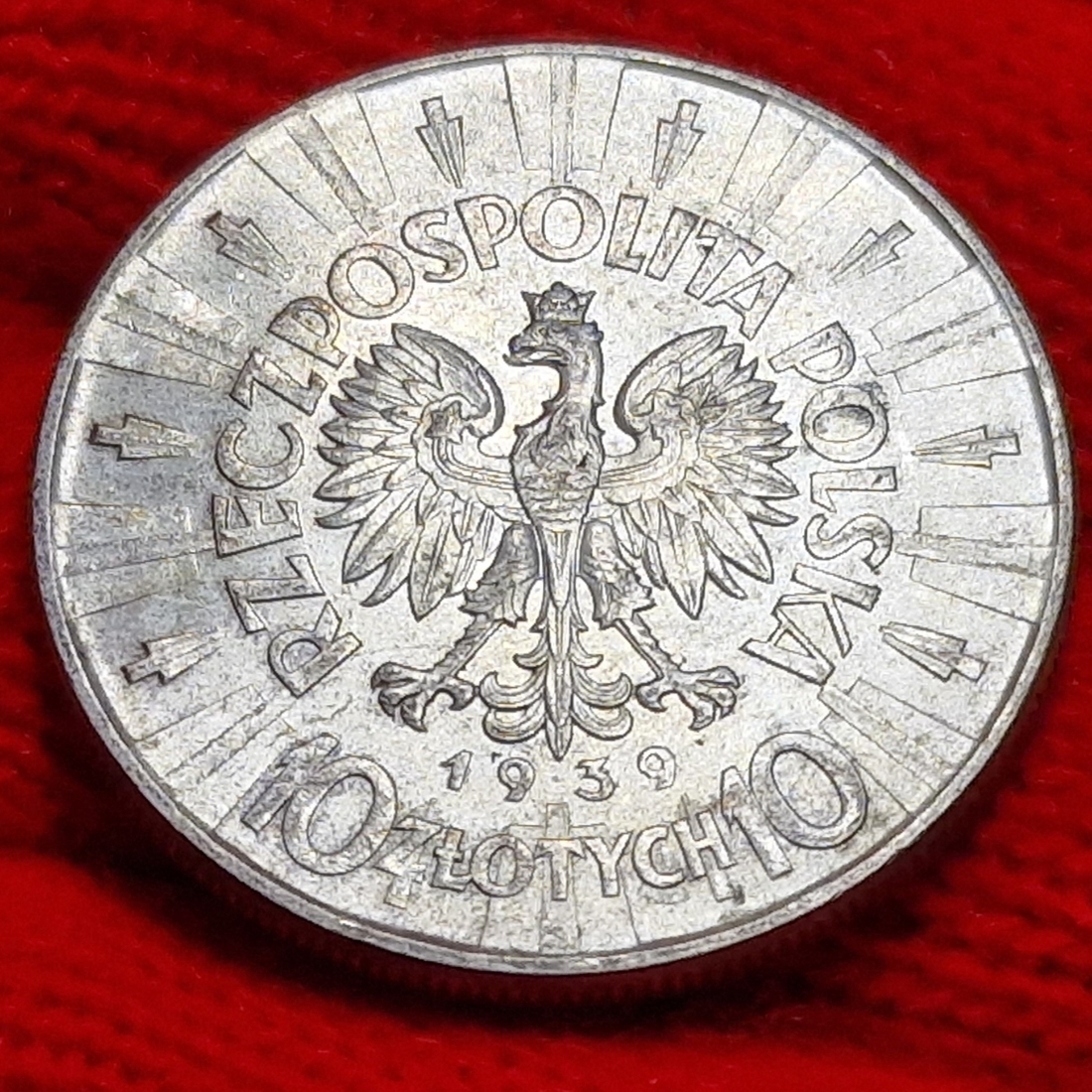 POLAND Polen 10 Zloty Silber 1939 Marschall Pilsudski, Kursmünzen Circulation Coin Key Date USA ...
