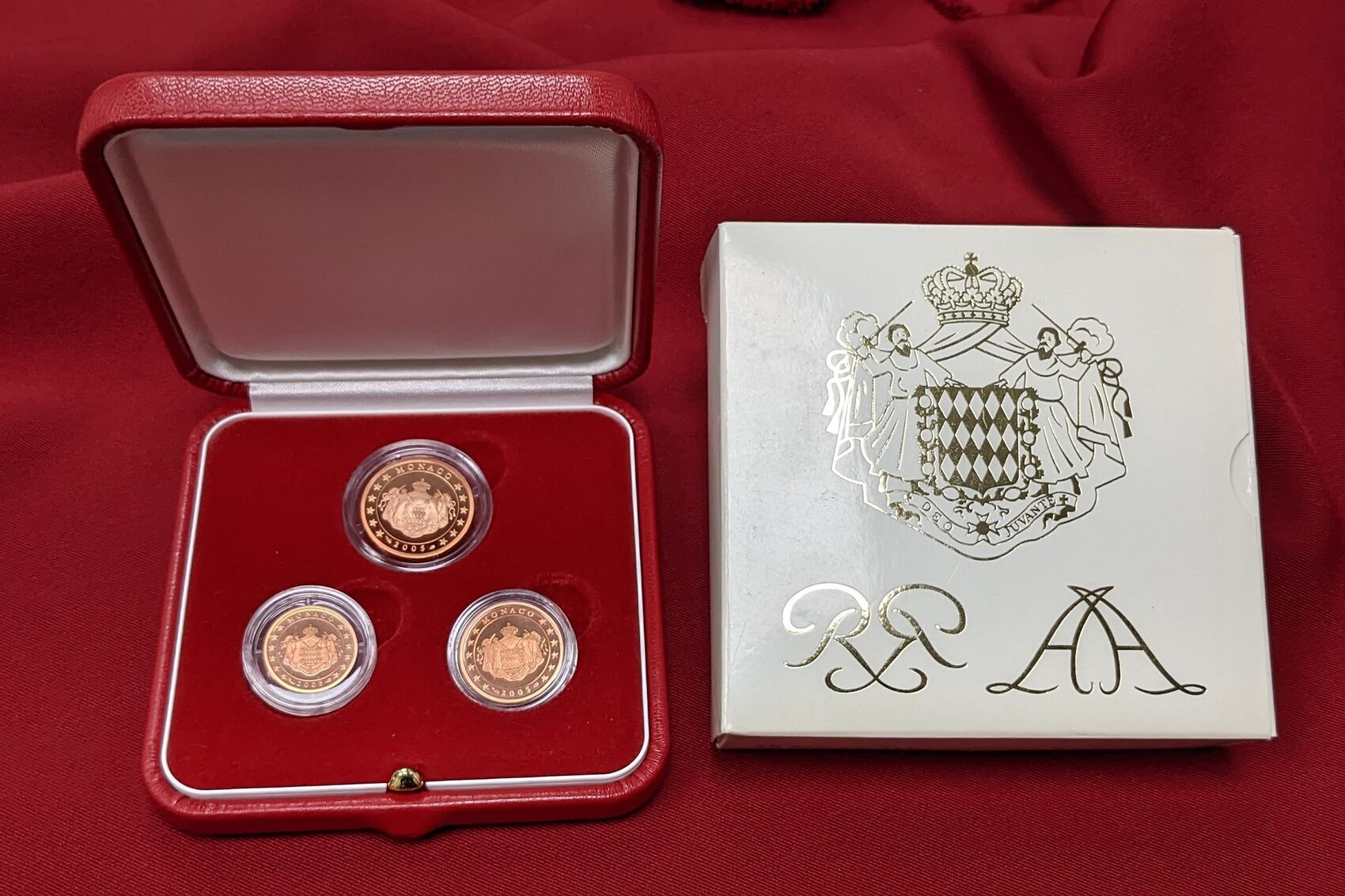 Monaco 1, 2 und 5 Cent Miniset 2005 Mini Kursmünzensatz - Staatswappen ...
