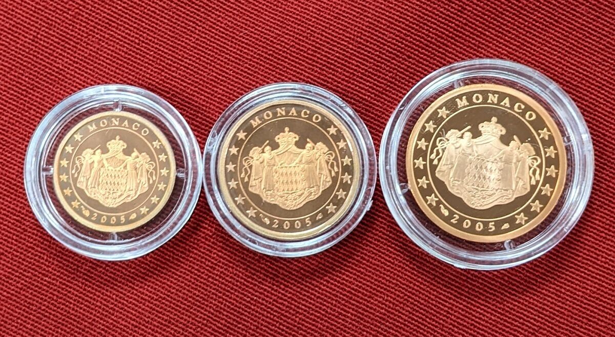 Monaco 1, 2 und 5 Cent Miniset 2005 Mini Kursmünzensatz - Staatswappen ...