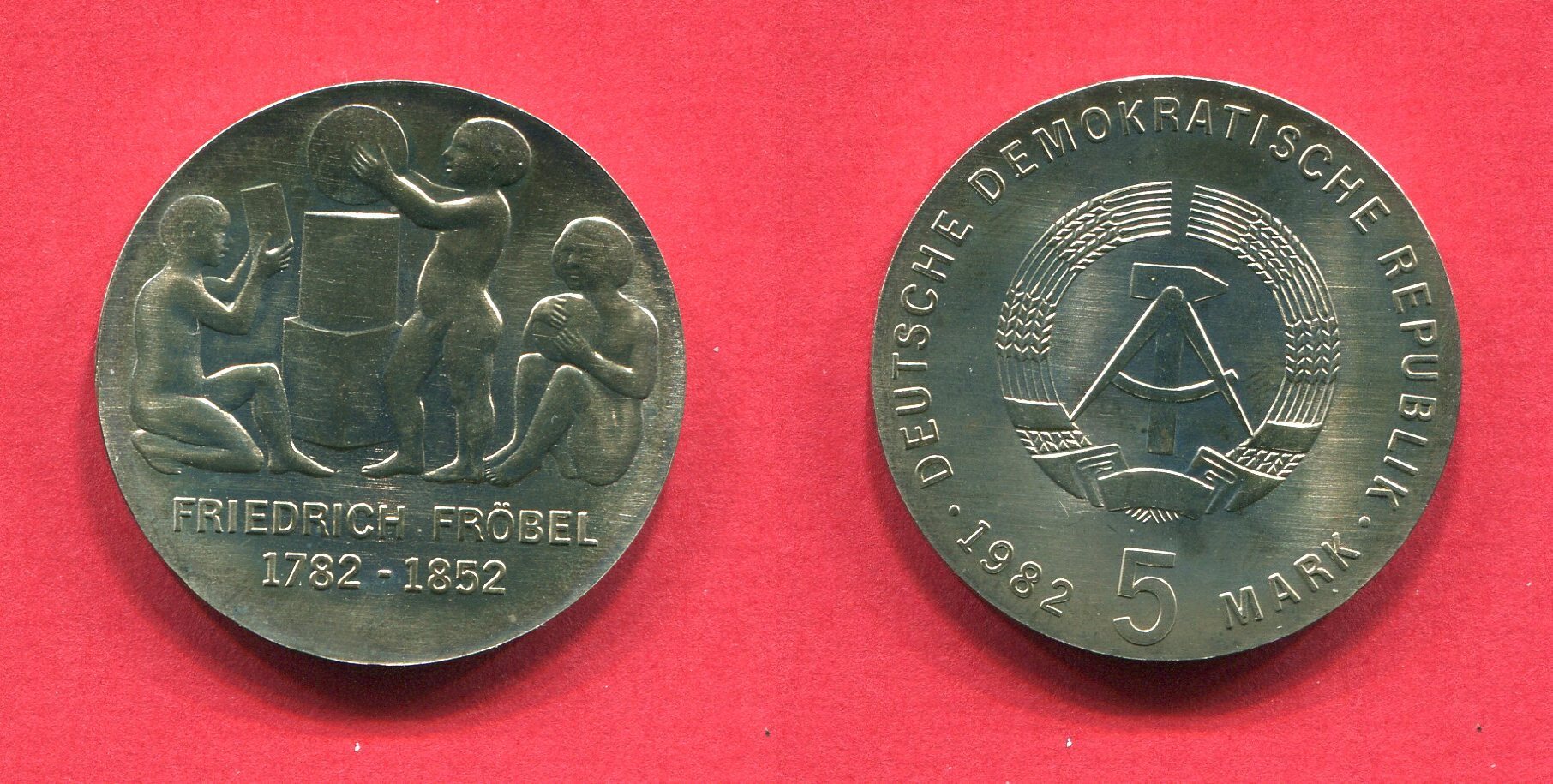 DDR 5 Mark Neusilber 1982 200. Geburtstag von Friedrich W. A. Fröbel ...