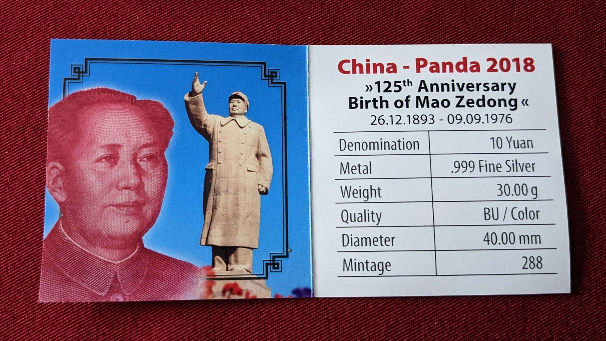 China 10 Yuan Silbermünze - kleine Auflage 2018 Panda - 125th ...