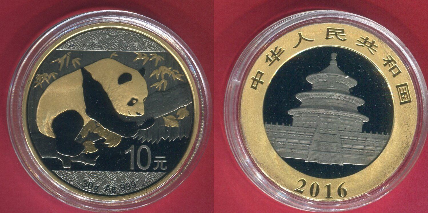 China 10 Yuan Silbermünze 2016 Golden Enigma Edition - Panda BU black ...