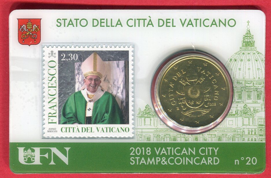 Vatikan 50 Cents Kursmünze 2018 Papst Franziskus - Coincard No. 20 unc. coincard | MA-Shops