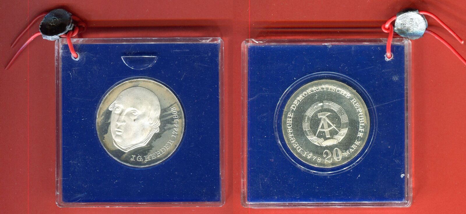 DDR Eastern Germany 20 Mark Silber 1978 Johann Gottfried Herder Proof ...