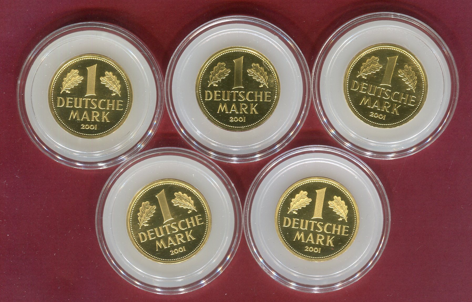 Bundesrepublik Deutschland FRG 1 DM Gold - Mark, Satz, A,D,F,G,J Kompl ...