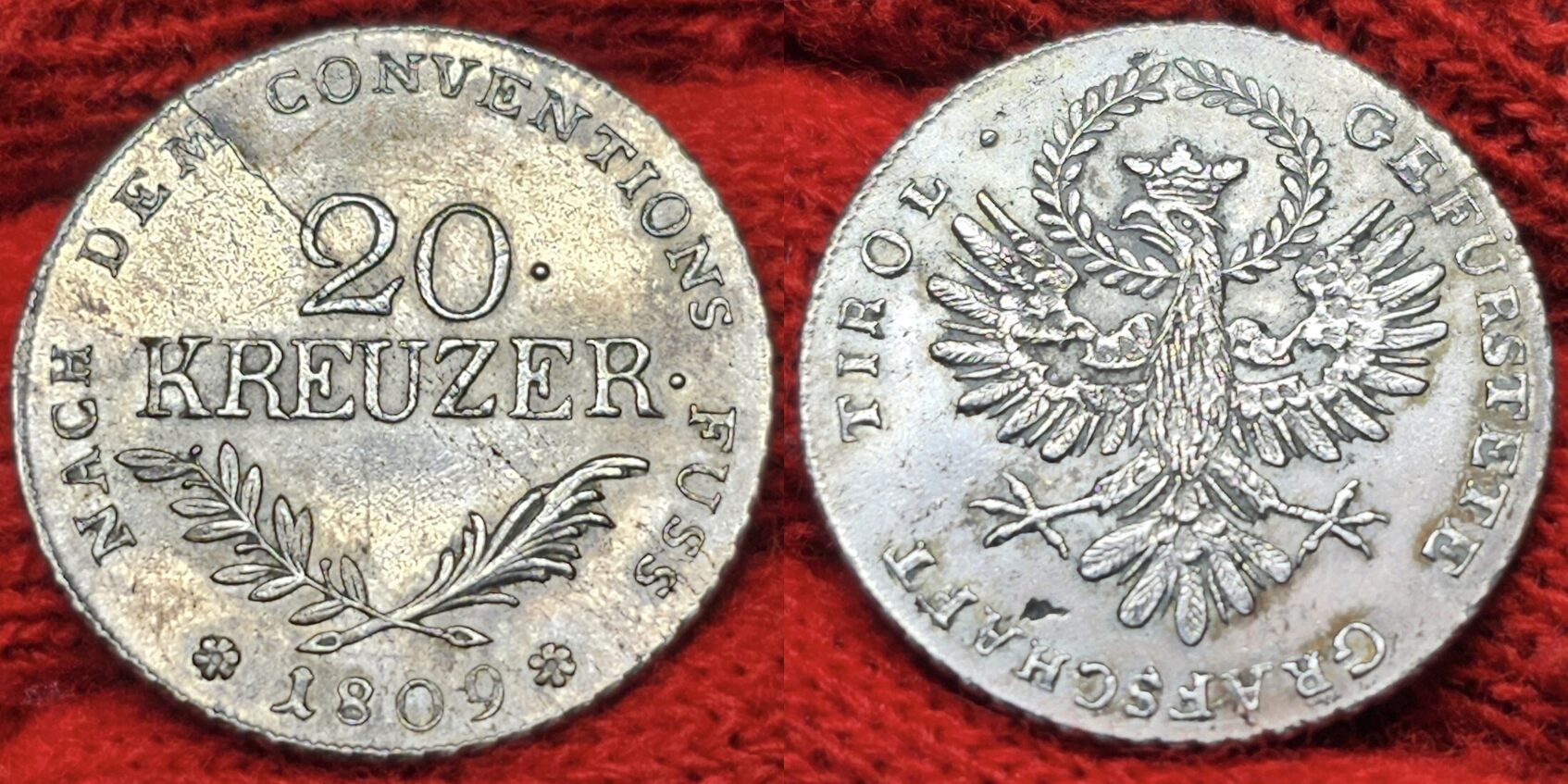 Österreich Austria Tirol 20 Kreuzer 1809 Andreas Hofer Gefürstete Grafschaft Tiroler Aufstand ...