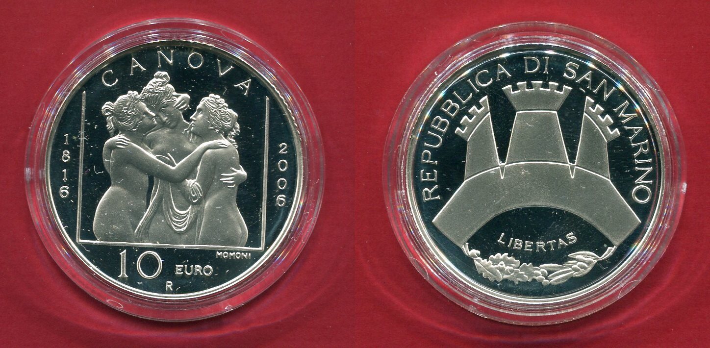 San Marino 10 Euro Silbermünze 2006 Antonio Canova - Drei-Grazien ...