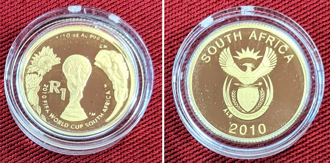 Südafrika 1 Rand Goldmünze 2010 FIFA Football World Cup in South Africa Fußball ...
