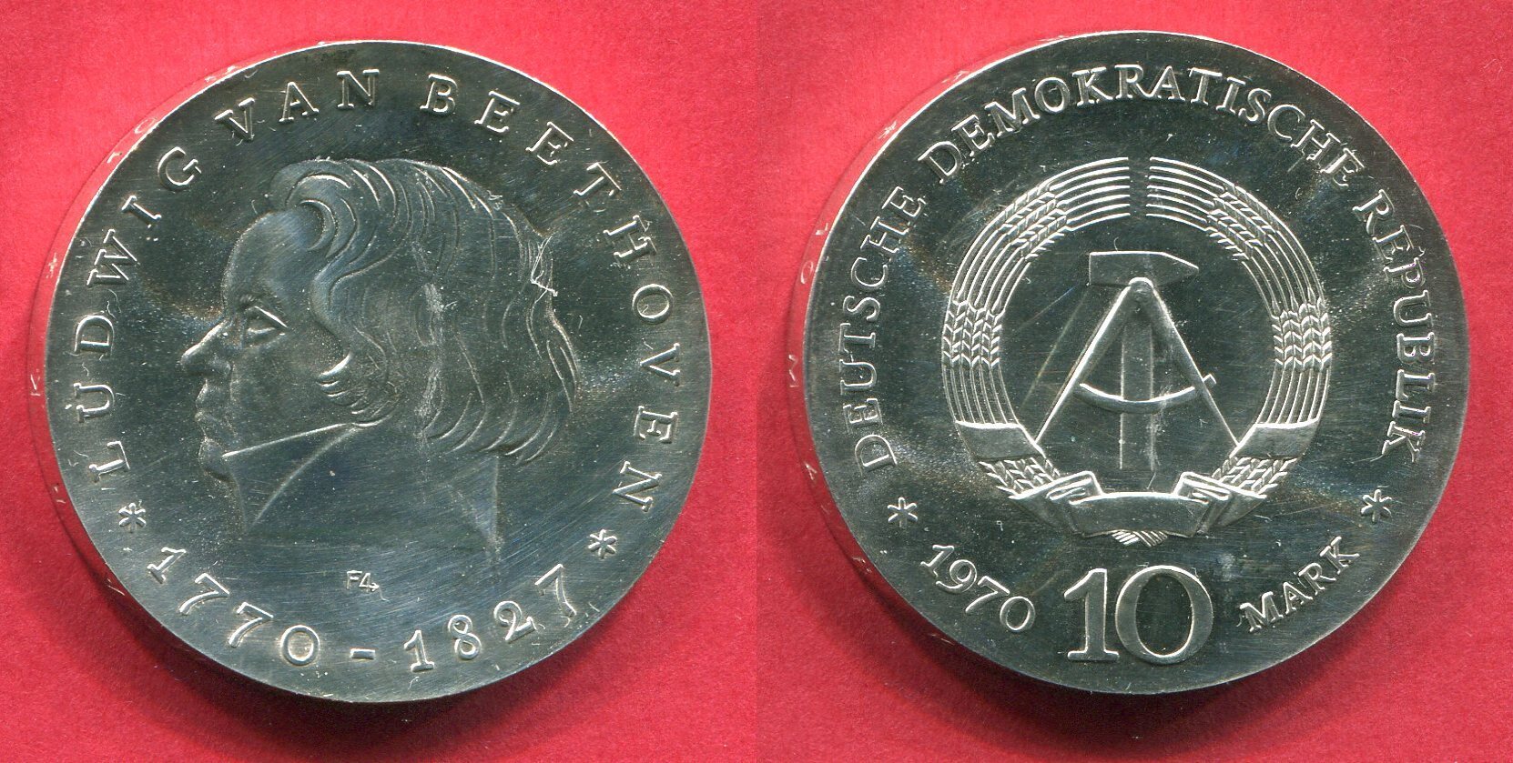DDR Deutsche Demokratische Republik 10 Mark Silbergedenkmünze 1970 200 ...