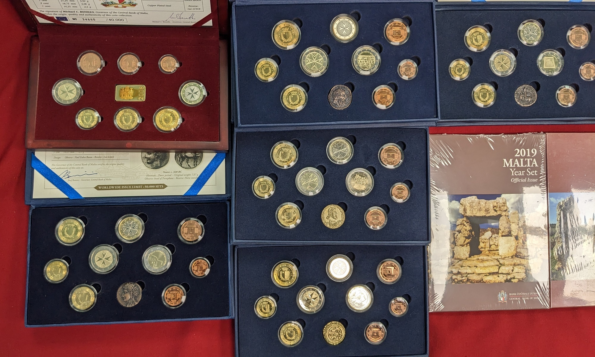 Malta KMS Lot 2008, 2011-2022 13 Stück Kursmünzensätze - Konvolut BU ...