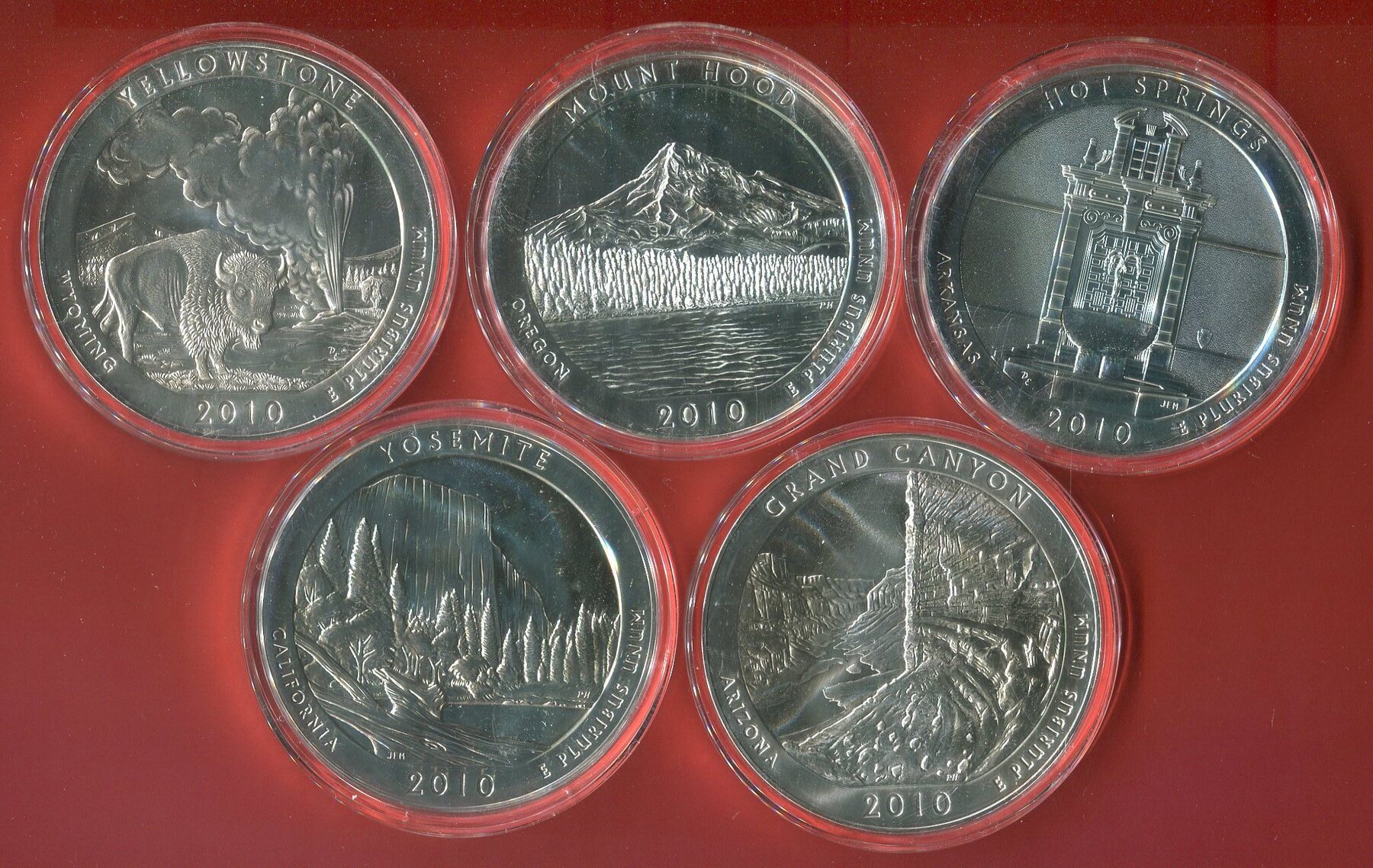 USA 5 x 5 Unzen Ounces Silber Silver je 25 Cents 2010 America The ...