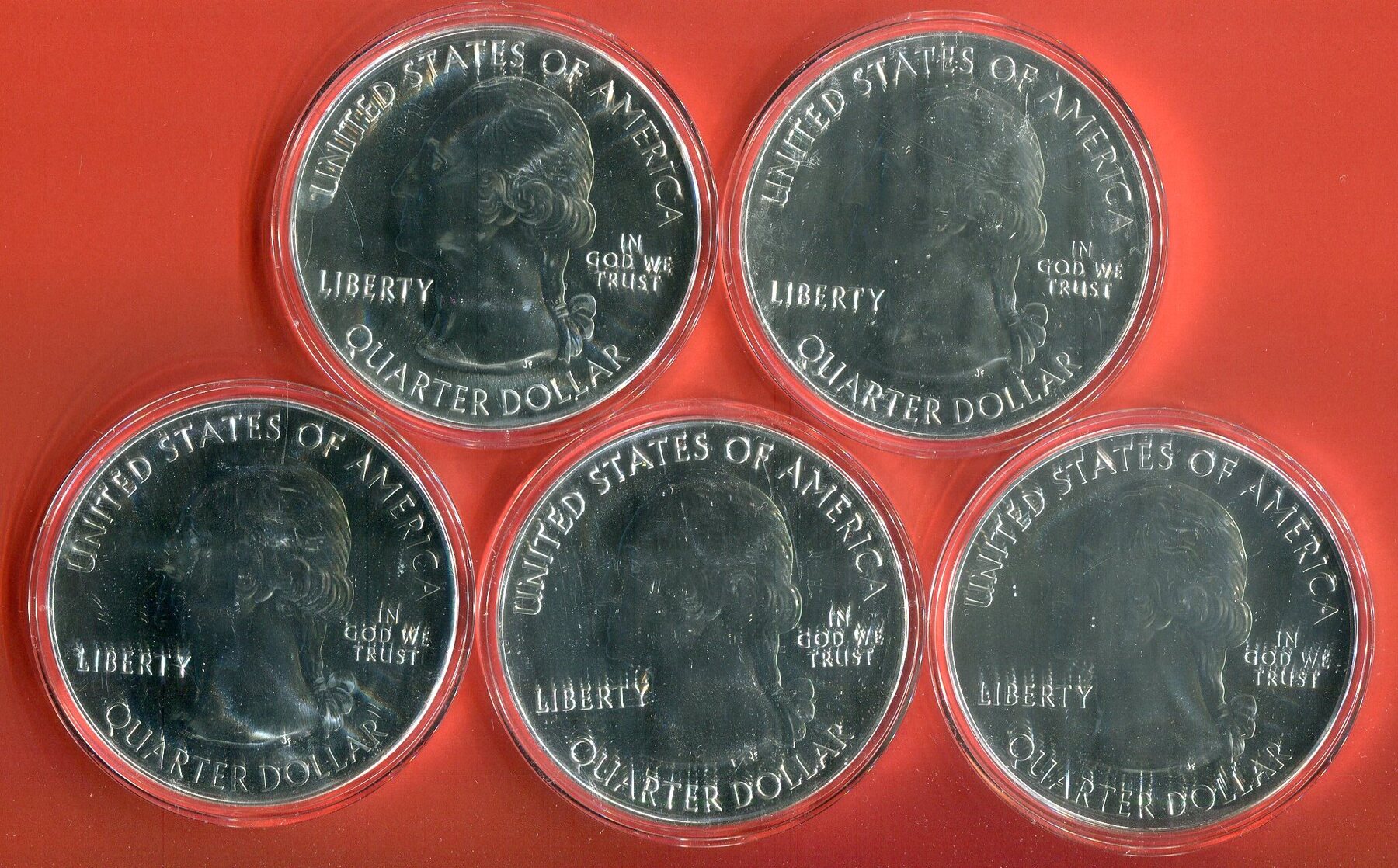 USA 5 x 5 Unzen Ounces Silber Silver je 25 Cents 2018 America The ...