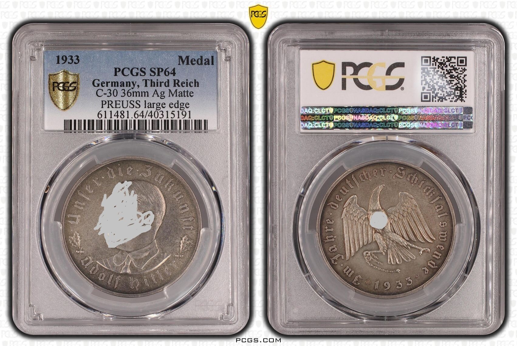 Germany 1933 - 1945 Medal 1933 PCGS Top POP Pop 10 in SP 64 Auf die ...
