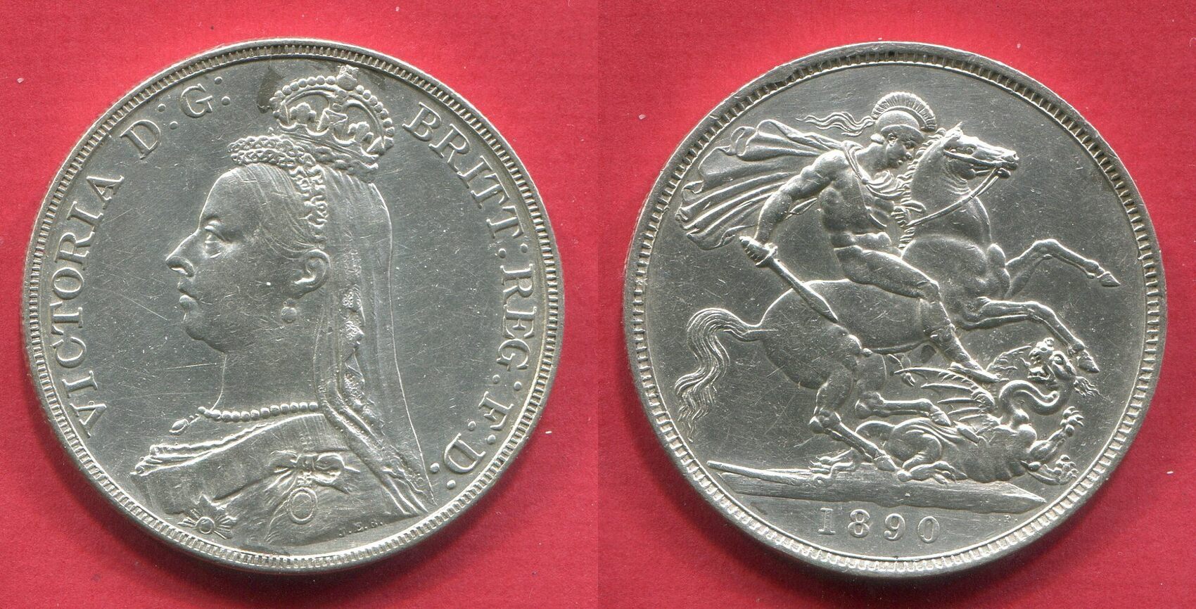 England Großbritannien UK 1 Crown Silber 1890 Queen Victoria Jubilee ...