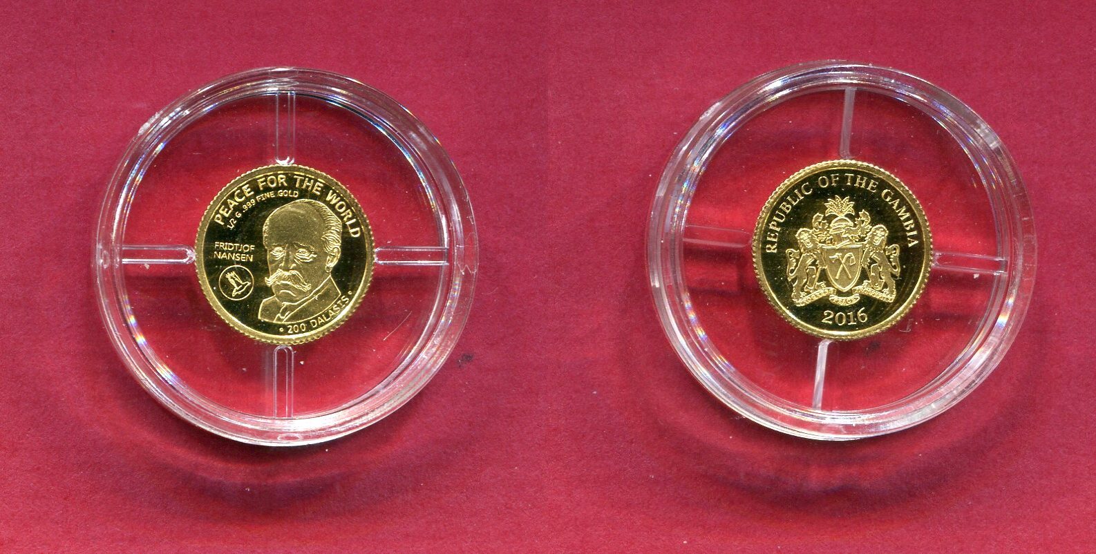 Gambia 200 Dalasis Minigoldmünze 2016 Peace for the world - Fridtjof ...